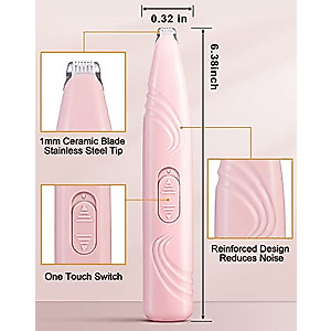 LEYOUFU Dog Paw Trimmer for Grooming, Cordless Electric Small Pet Grooming Clippers Hair Trimmer for Dogs Cats, Low Noise for Trimming Pet's Hair Around Paws, Eyes, Ears, Face, Rump (Pink)