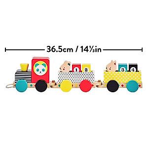 Petit Collage Animal Friends Wooden Pull Along Train – Colorful Wooden Toy Made with Sustainable Wood, Active Toy Promotes Development of Fundamental Skills, Makes a Great Gift for Toddlers