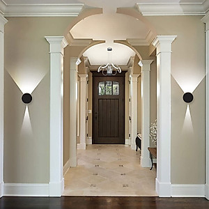 Tubicen Black LED Wall Sconce, Wide/Narrow Beam-Adjustable Sconces Wall Lighting, Indoor LED Dimmable Up and Down Wall Lights for Living Room Bedroom Movie Theater Stairway, 6W, 3000K