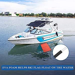 MUMUBOAT Orange Boat Flag Water Ski Flag 48 Inch, 12” x 18” Boat Safety Flag Skier Down Flag, 3 Sections Floating Boat Flags with Pole, Ideal for Tubing, Wakeboarding, Watersports