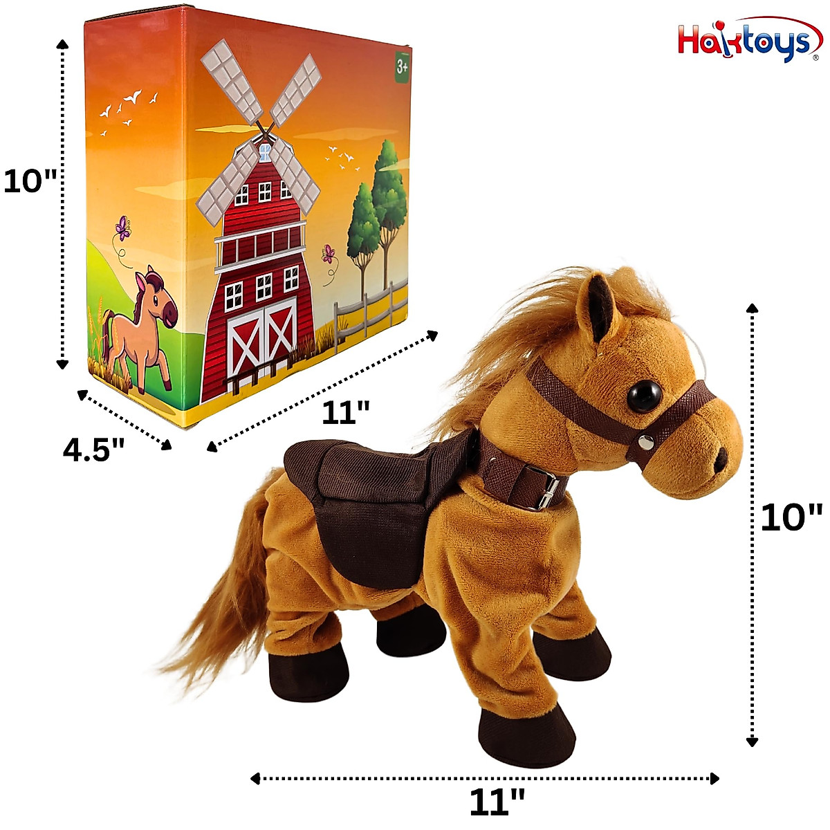 Haktoys Walk Along Horse with Remote Control Leash, Dancing Singing Walking Musical Pony Pet, Realistic Animal Design with 9 Different Child-Friendly Songs