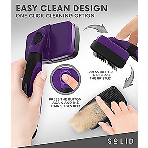 Pet Slicker Brush - Dog & Cat Brush for Shedding & Grooming - Dematting & Detangling Self-Cleaning Brushes for Dogs, Cats & Pets