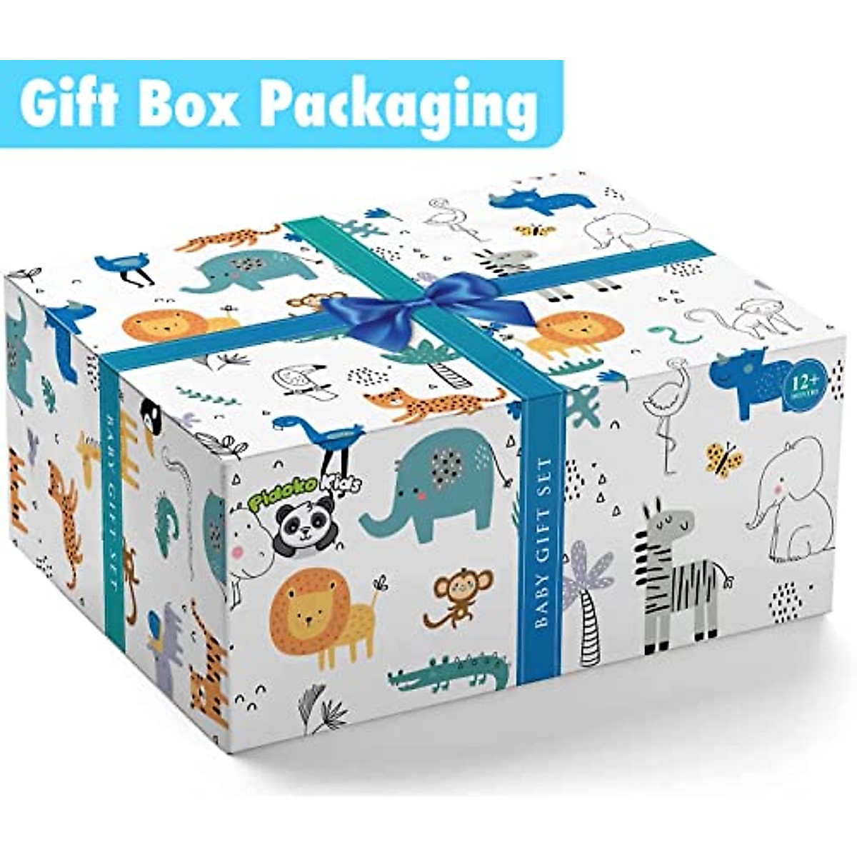 PIDOKO KIDS Wooden Baby Walker - 1 Year Old Boy Girl Gifts - Includes Stacking Sorting Cups, Zoo Themed Blocks and Book - Developmental Montessori Learning Toys for Babies 12 Months +