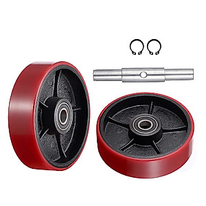 7" x 2" Pallet Jack Steer Wheels Replacement Kit with Axle 20 mm ID Bearings Poly Tread