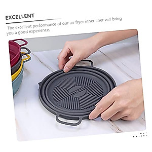 Alipis 2pcs Air Fryer Tray Silicone Bakeware Round Tray Non Stick Baking Sheet Folding Silicone Air Fryer Basket Air Fryer Liner Oven Liner Silicone Air Fryer Pad Reusable Air Fryer Mat