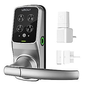 Lockly Secure Pro, Wi-Fi Smart Door Lock, Keyless Entry Door Lock, PIN Genie® Keypad, 3D Biometric Fingerprint Sensor, Voice Control, Auto Lock - Satin Nickel (PGD628WSN) - Latch Edition