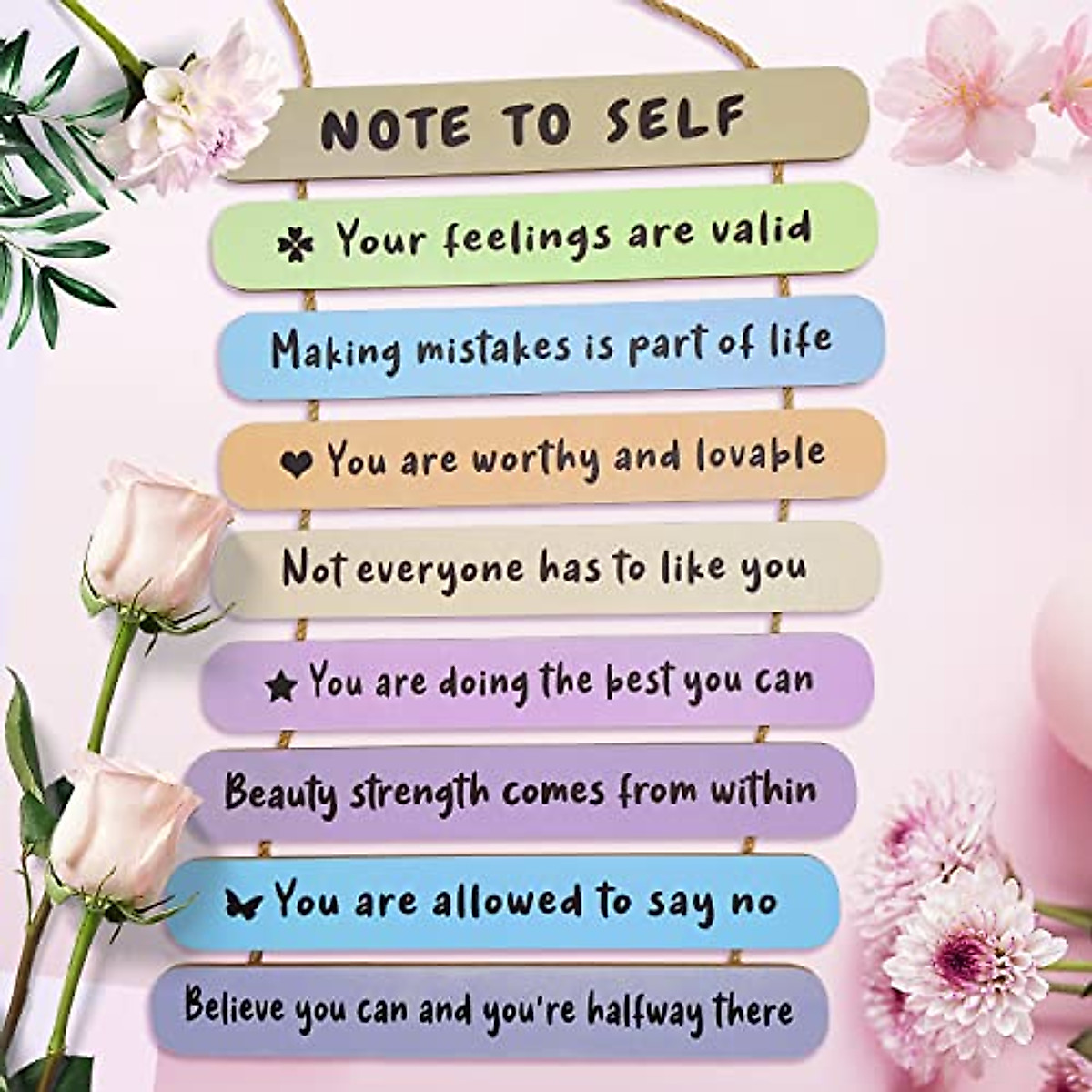 Positive Affirmations Wall Decor,Therapy Office Wall Decor for Women,Inspirational Wall Art Quotes Gifts Mental Health Awareness for Bedroom Living Room Classroom Counseling