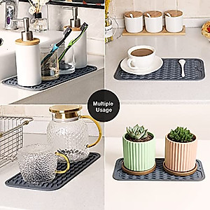 ZLR Silicone Dish Drying Mat for Kitchen Counter- Eco Friendly Food Grade Silicone Drying Mat - Easy to Clean Heat Resistant Multiple Usage Dish Mat - Extra Small (6 inches x 12 inches) - Gray