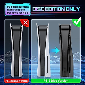 Faceplate for PS5 Disc Edition with Cooling Vent, PS 5 Console Cover Plates Faceplate, Replacement Console Cover, Anti-Scratch Dustproof ABS Replacement Protective Case for PS 5 Console (Black)