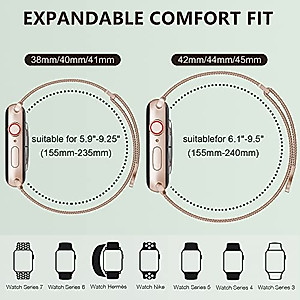 Marge Plus Compatible with Apple Watch Band Series Ultra 8 7 6 5 4 3 2 1 SE 38mm 40mm 41mm 42mm 44mm 45mm 49mm Women and Men, Stainless Steel Mesh Loop Magnetic Clasp Replacement for iWatch Bands (41mm/40mm/38mm, Champagne Gold).