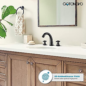 8 inch Widespread Bathroom Faucet 3 Hole Oil Rubbed Bronze Double Cross Handle Mixer Bathroom Sink Tap Deck Mount Hot Cold Water Matching Pop Up Drain with Overflow