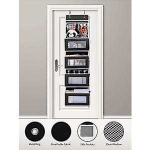 JARLINK 2 Pack Over The Door Hanging Organizer with 4 Large Pockets, Back of Door Storage for Baby Nursery Bathroom Bedroom Kitchen Dorm Closet Pantry Camper RV (Black)