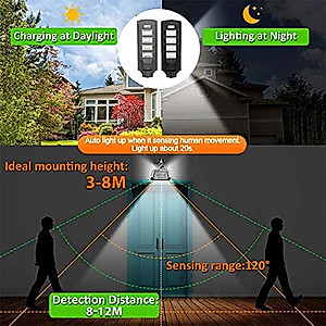 SISHUINIANHUA 200W/400W/600W/800W LED Solar Light Garden Outdoor Solar Street Wall Light PIR Motion Sensor Security Lamp+Remote Control,800w