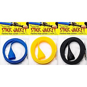 RITE-HITE Orin Briant Stick Jacket Fishing Rod Covers 3 Pack - Casting Blue, Yellow, & Black; Keep Your Rod Safe and from Getting Tangled…