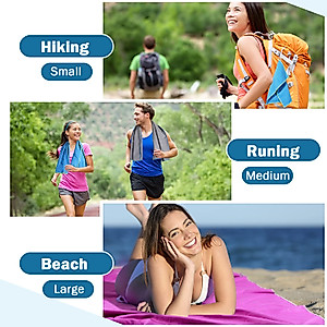 Xinnun 4 Set Quick Dry Towel 3 Size Fast Drying Towel with 4 Black Mesh Bag 12 Pieces Microfiber Travel Towels for Beach Camping Hiking Yoga Swim Sports Backpacking