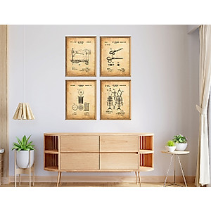 Sewing Patent Poster Set Sewing Room Art Craft Room Decor Sewing Machine Dressform Mannequin Seamstress Wall Decor Sewing Room Artworks Tailors Wall Art Gift For Sewer 8x10 Unframed Print Set