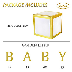 Baby Shower Decorations, DIY Gold Baby Shower Boxes for Boy Girl Baby Shower Decor, Baby Blocks Decorations for Baby Shower, Gender Reveal Party Supplies, 1st Birthday