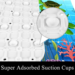 Shower Bath Mat (14.7x26.9 in) Cartoon Turtle Underwater Massage Textured Rectangle for Bathroom Showers, Tub