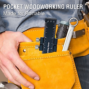 JINYEEZY Precision Pocket Ruler Woodworking Machinist Engineer Ruler Construction Rulers Inch Ruler Millimeter Ruler Professional Woodworking Ruler(12 inch)