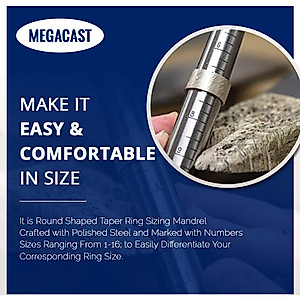Megacast Stainless Steel Ring Sizing Mandrel Sizes 1-16