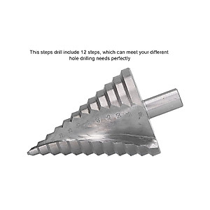 Spiral Step Drill Bit, High Speed Steel Ladder Structure Sturdy Durable Conical Drill Bit Faster Efficient Wide Application for Drill for Bench Drill