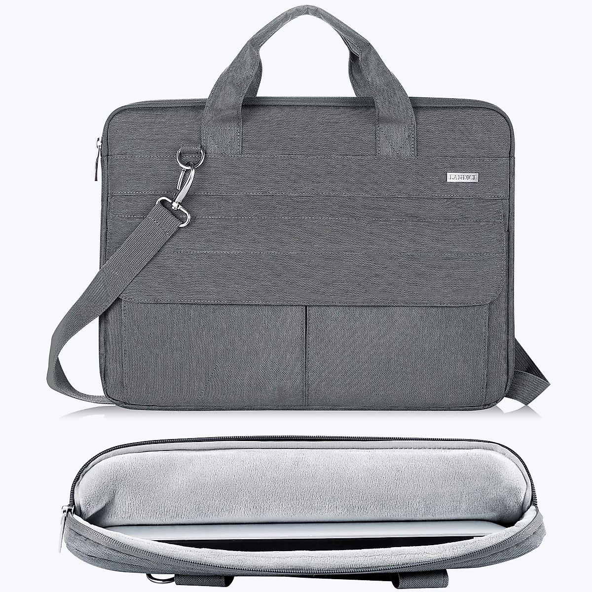 LANDICI Laptop Bag Carrying Case 13-14 inch with Shoulder Strap, Slim Waterproof Computer Sleeve Compatible with MacBook Air 13/13.3 M1 M2, MacBook Pro 13/14, Chromebook 14, Grey