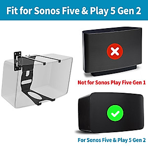 notiela Speaker Wall Mount for Sonos Five & Play 5 Gen 2 Speaker Mount, Tilt & Swivel Adjustable Bracket for Sonos Play:5 and Sonos Five Wall Mount, Black