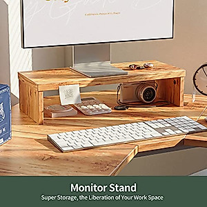 FEZIBO Corner Standing Desk, 48 Inches L Shaped Standing Desk, Electric Stand Up Corner Desk, Home Office Sit Stand Desk with Rustic Top and Black Frame