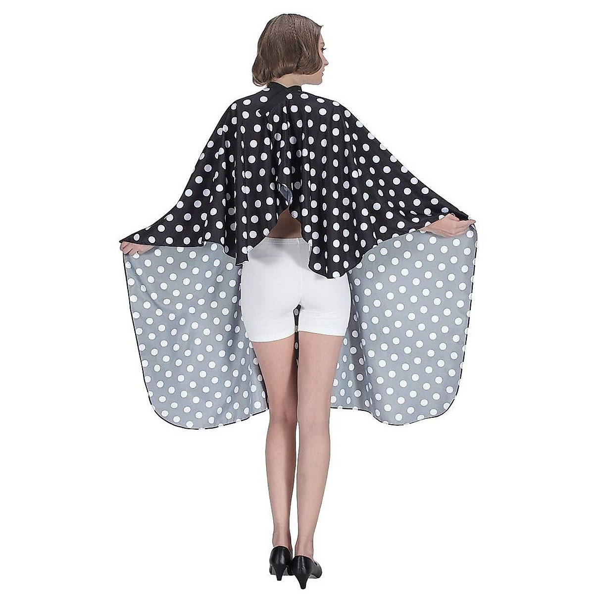 SMARTHAIR Professional Salon Cape Polyester Barber Cape Hair Cutting Cape,54"x62",Black and White Dots,C375001C