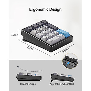 Kisnt Mechanical Number Pad,Hot Swappable Numpad Wired USB 17 Keys Keypad White Backlit Numeric Keypad with PBT Keycaps for Laptop PC Compact Keyboards (Black, Brown Switch)