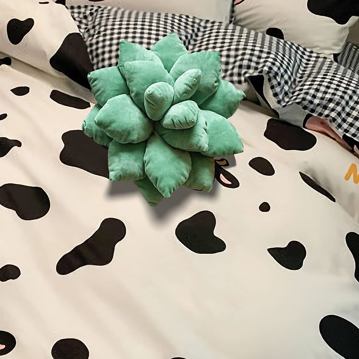 TADESES 3D Succulent Pillow,Cute Pillows,Leaf Pillow,Decorative Throw Pillow,Gifts for Succulent Lovers Or Kids (10 inches, Dark Green)