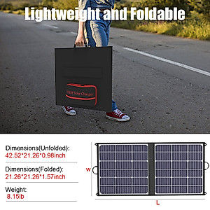 GOOLOO Foldable 100W Solar Panel Charger, Compatible with VTOMAN/Jackery/EF ECOFLOW/Bluetti/Anker Power Station, with Dual USB & 18V DC Output(10 Connectors), for Outdoor Camping Van RV Trip