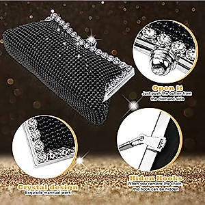 SelfTek Black Clutch Purses Evening Bag for Women, Sparkly Rhinestone Purses Crystal Bag with Short & Long Chain for Women Wedding Prom Party