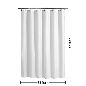 ALYVIA SPRING Waterproof Fabric Shower Curtain Liner with 3 Magnets - Soft Hotel Quality Cloth Shower Liner, Light-Weight & Machine Washable - Standard Size 72x72, White