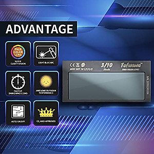 Tefuawe Auto Darkening Welding Lens, True Color Blue Technology, Shade 10, 2x4.25 with 2pcs Replacement Outside Cover Lens for Pipeliner Welding Hood