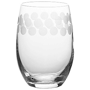 Mikasa Cheers Stemless Etched Wine Glasses, Fine European Lead-Free Crystal, 17-Ounces for Red or White Wine - Set of 6