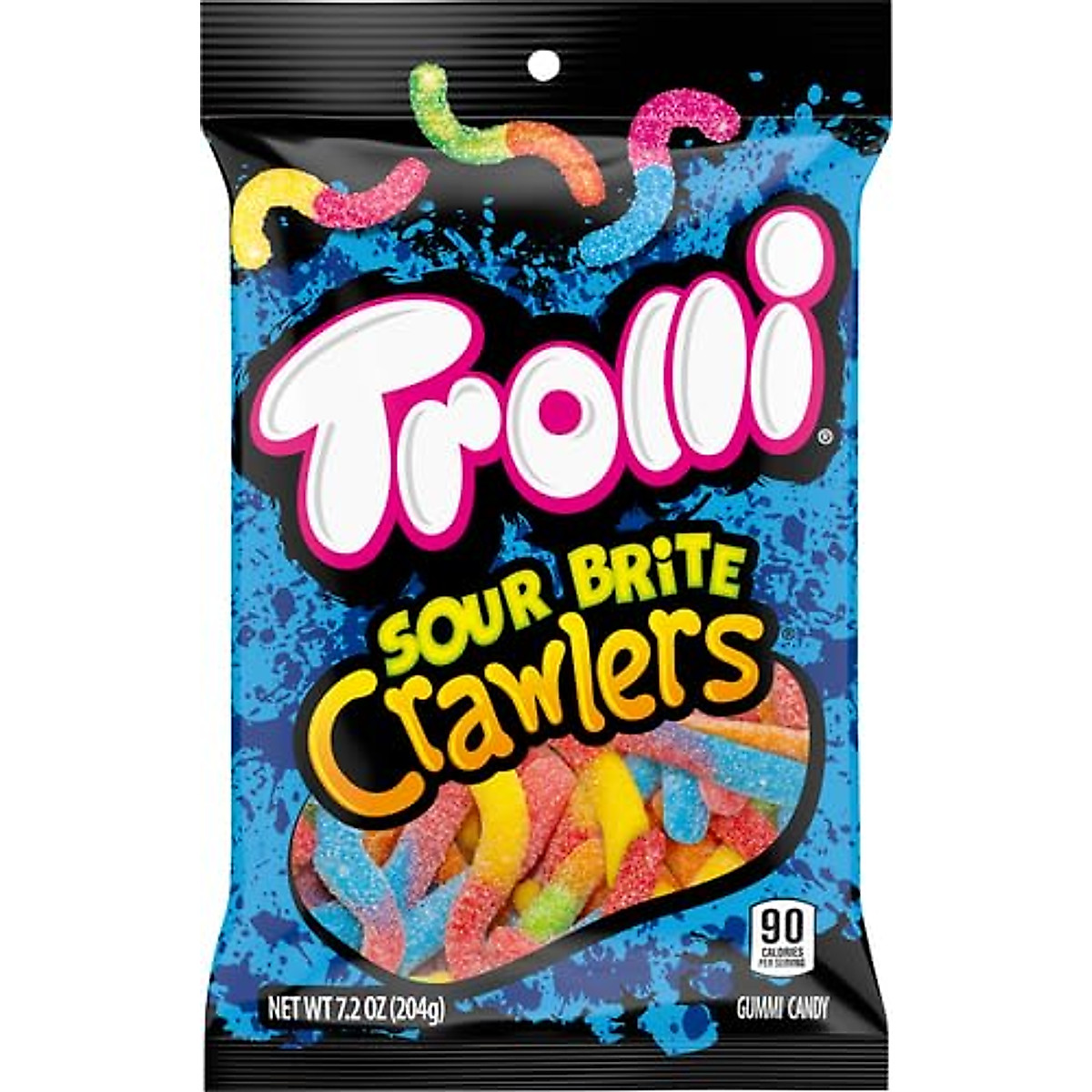 Trolli Sour Brite Crawlers Candy, Original Flavored Sour Gummy Worms, 7.2 Ounce