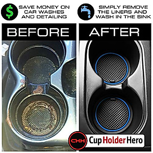 CupHolderHero fits Ford Mustang Accessories 2015-2023 Premium Custom Interior Non-Slip Anti Dust Cup Holder Inserts, Center Console Liner Mats, Door Pocket Liners 5pc Set (Blue Trim)