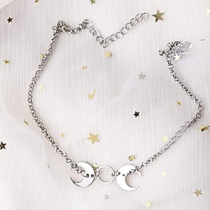 Sacina Gothic Crescent Moon Choker Necklace, Crescent Moon Zinc Alloy Pendant, Goth Gift for Women (Zinc Alloy Moon)