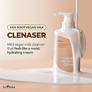 IsNtree Yam Root Vegan Milk Cleanser 220ml, 7.43 fl.oz | Korean Skincare | Rich & Creamy Texture | Hydrating & Mild | Vegan Skincare