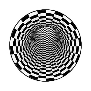 3D Visual Illusion Area Rug, 3D Carpet Bottomless Hole Optical Illusion Area Rug Printed Carpet, Black White Geometric Floor Rugs Mat, for Living Home Bedroom Dining Room Decor(Size:100x100cm)