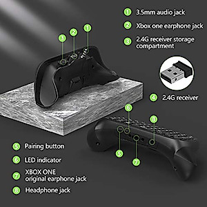 TiMOVO Green Backlight Keyboard for Xbox One, Xbox Series X/S,Wireless Chatpad Message KeyPad with Headset & Audio Jack,Mini Game Keyboard Fit Xbox One/One S/One Elite/2, 2.4G Receiver Included, Black
