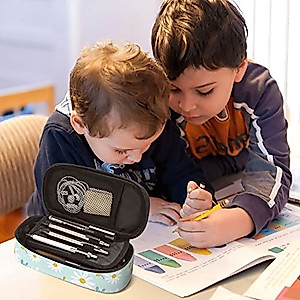 Cute Green Daisy Pencil Case with Zipper, Large Capacity Kawaii Pencil Pouch Aesthetic Pencil Box Marker Pencil Bag for Girls and Boys