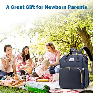 SALIFA Diaper Bag Backpack with Changing Station, Foldable Baby Diaper Bags Large Capacity Waterproof USB Charging Port, Mummy Bag for Baby Boy Girl, Blue