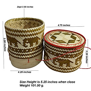 Heavens Tvcz Bamboo Sticky Laos Rice Serving Basket Elephant Handmade ''KRA-Tip'' Thai Weave Wickerwork with Vegetable Based Dye Serving Travel Picnic Keeping Sticky After Steaming Keep Sticky Warm