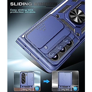 Neivi Case for Samsung Galaxy Z Fold 5 Case with Magnetic Kickstand Slide Camera Cover Protector[8FT Military Shockproof Protection] Bumper Car Mount Phone Case Samsung Z Fold 5 5G (Blue)