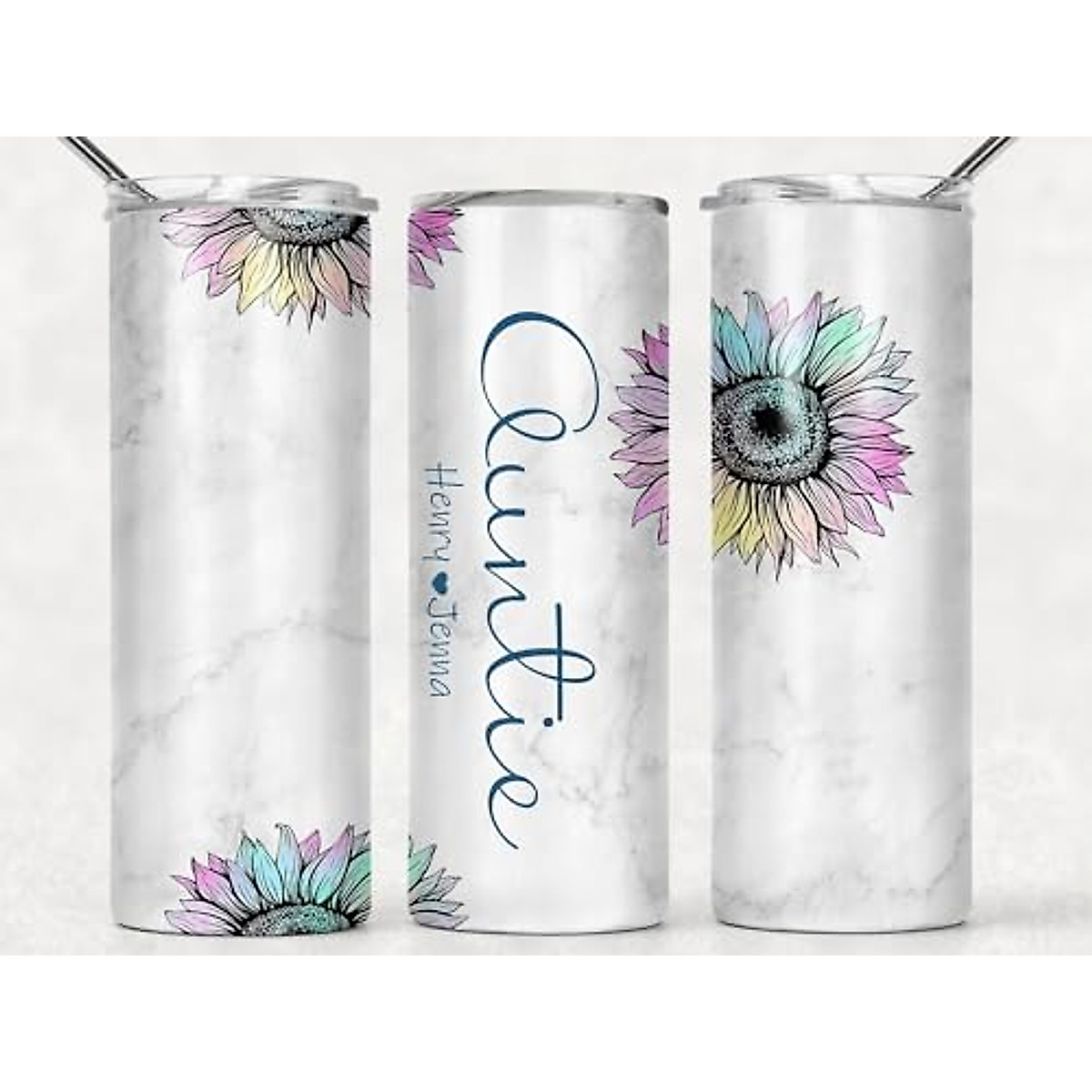 Auntie Tumbler, Double-Wall Vacuum Bottle Mug for Hot Cold Drinks, Stainless Steel Double Wall Insulated Cup With Lid And Straw, Best Aunt Cup, Aunt Gift from Niece (20 oz)