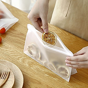 JANKOW 10 Pcs PEVA Transparent Reusable Food Storage Zipper Bags, BPA FREE Flat Freezer Bags (5 x 700ml + 4 x 350ml) Resealable Lunch Bag for Meat Fruit Veggies. (10PCs Big*2 Medium*4 Small*4)