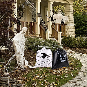 POPGIFTU 12 PCS Halloween Lawn Leaf Bags Pumpkin Lawn Bags, with 6 Halloween Pattern Designs, Plastic Outdoor Fall Leaf Trash Bag for Fall Decorations Outdoor Yard Lawn Halloween Decorations