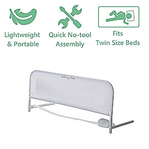 Dream On Me Adjustable Mesh Bed Rail in White, Two Height Levels, Breathable & Durable Fabric, Lightweight and Portable Bed Rail for Toddlers